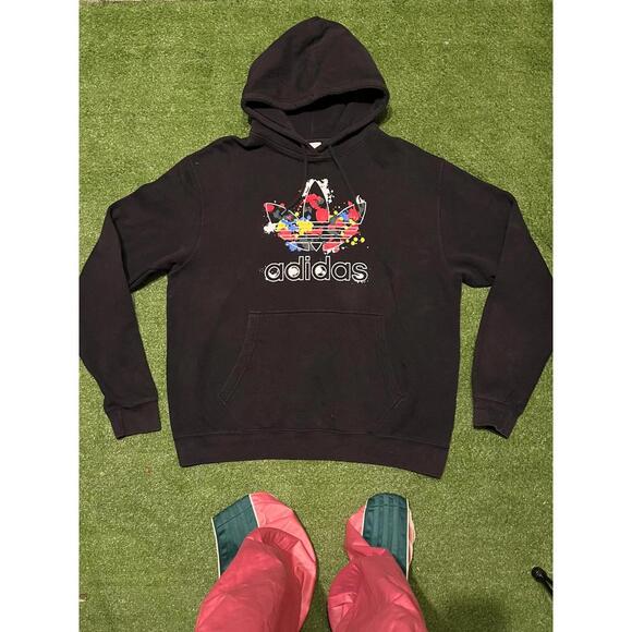 adidas | Other | Adidas Black Hoodie With Color Splash Logo | Poshmark